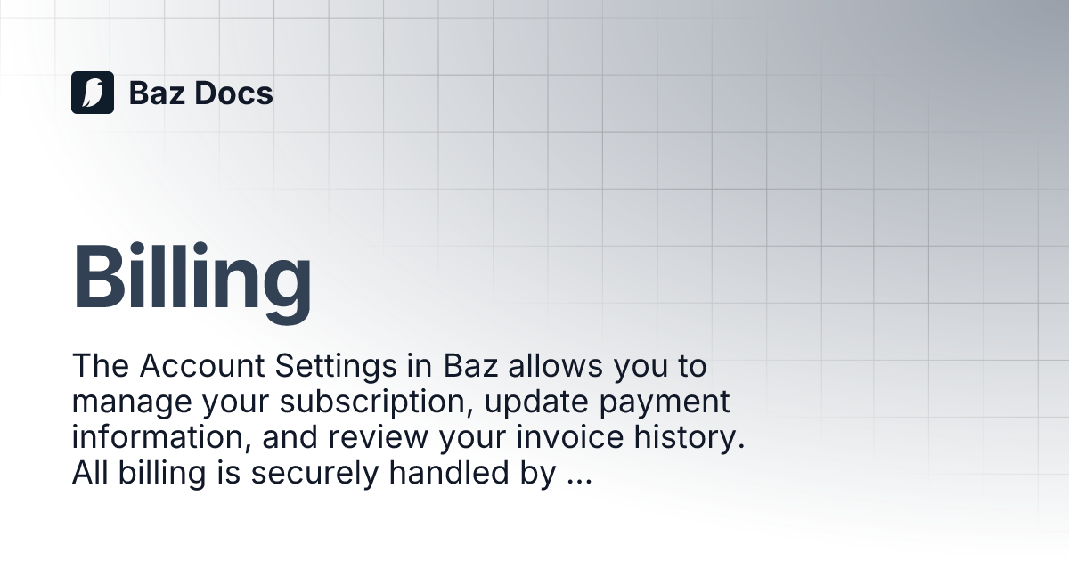 Billing | Baz Docs