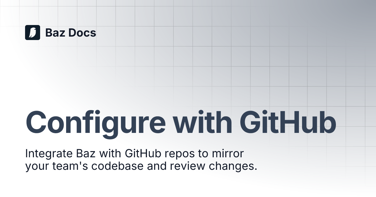 Configure with GitHub | Baz Docs